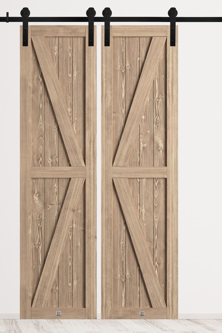 Doppel Schiebetur Holz Komplettset