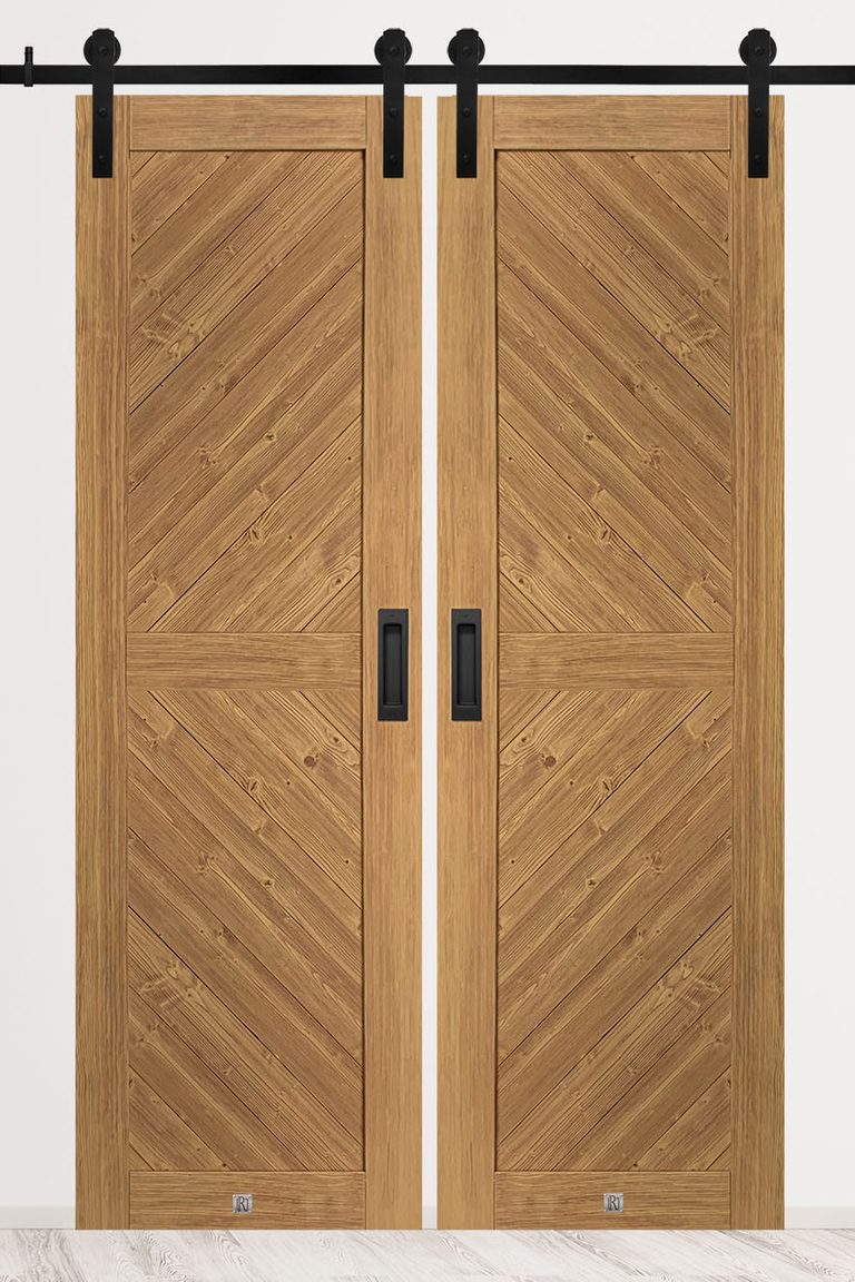 Doppel Schiebetur Holz Komplettset