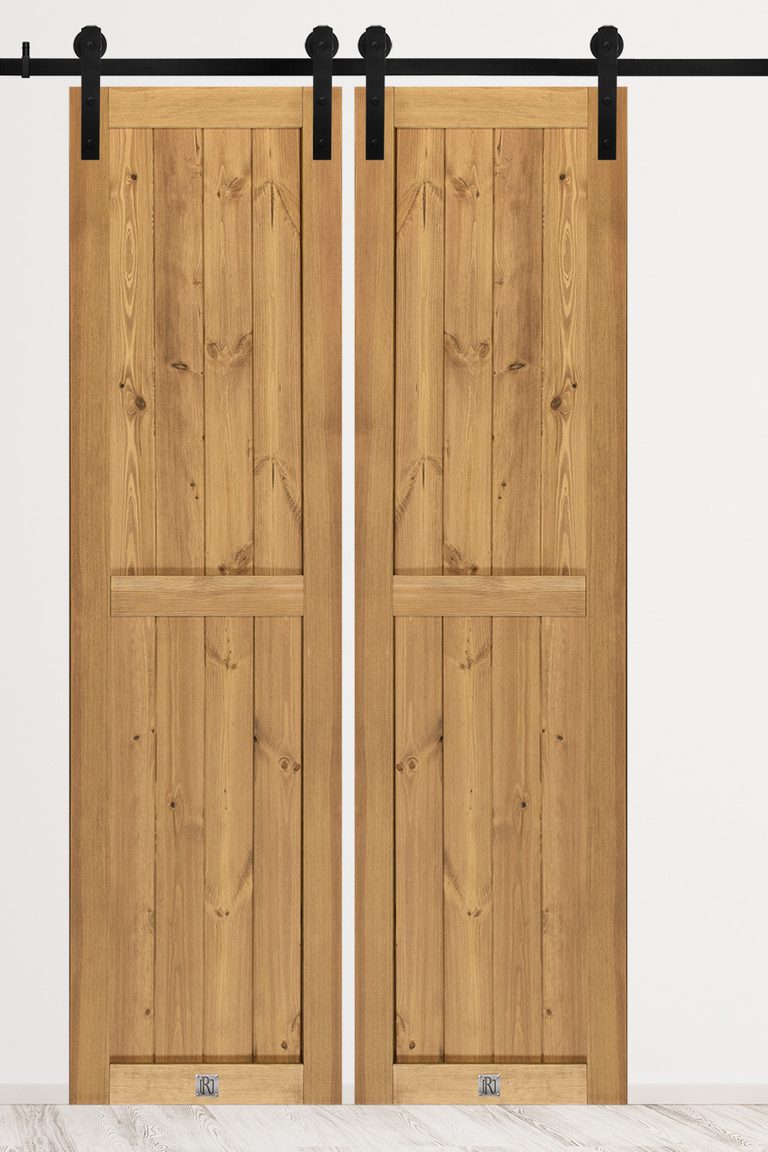 Doppel Schiebetur Holz Komplettset